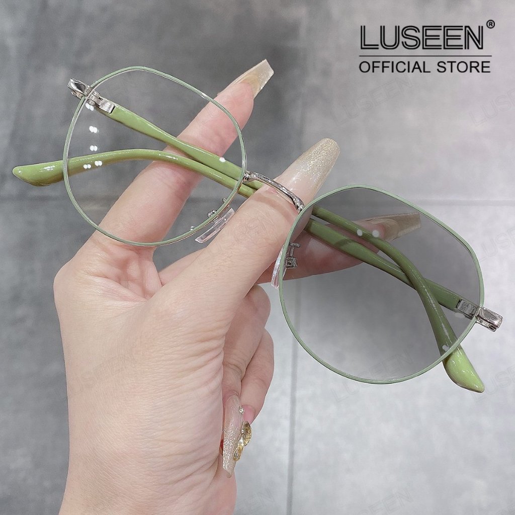 LUSEEN Eyeglasses Photochromic And Anti Radiation Glasses Round Full ...