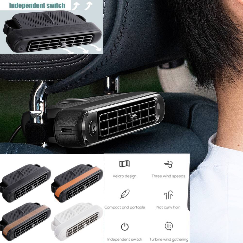 USB Cooling Fan for Backseat Portable Car Seat Headrest Fan 3 Speeds ...