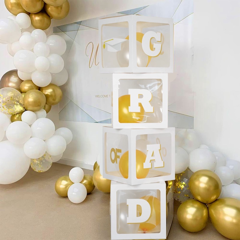 Diy Grad Transparent Balloon Box With Letter Number Christening Wedding ...