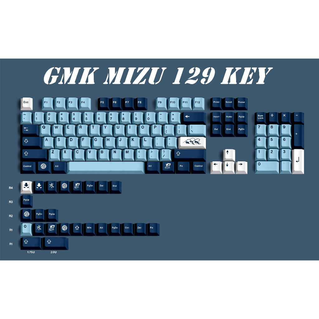GMK MIZU Keycap 129 Keys PBT Material Cherry Profile DYE-SUB ...