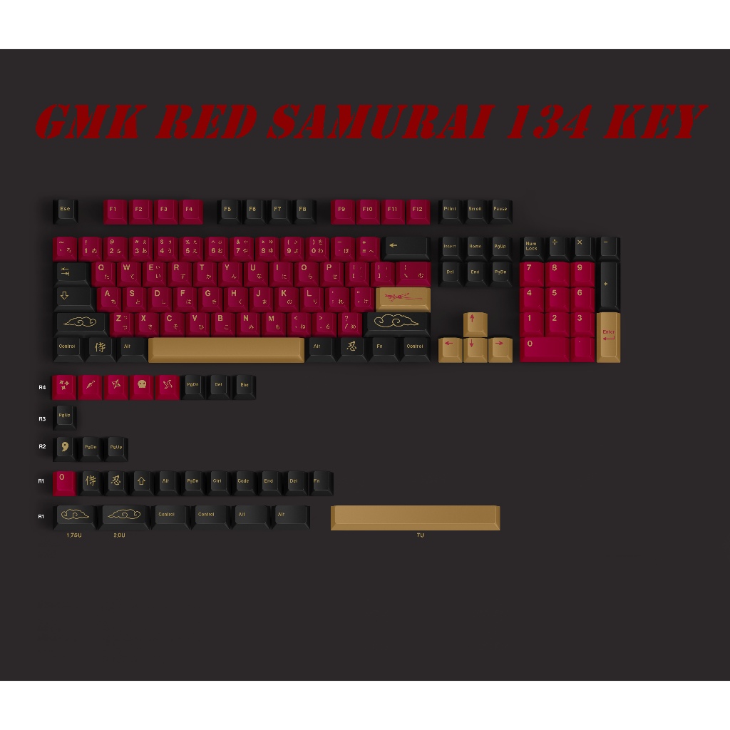 GMK Red Samurai Keycap 134 Keys PBT Material Cherry Profile DYE-SUB ...