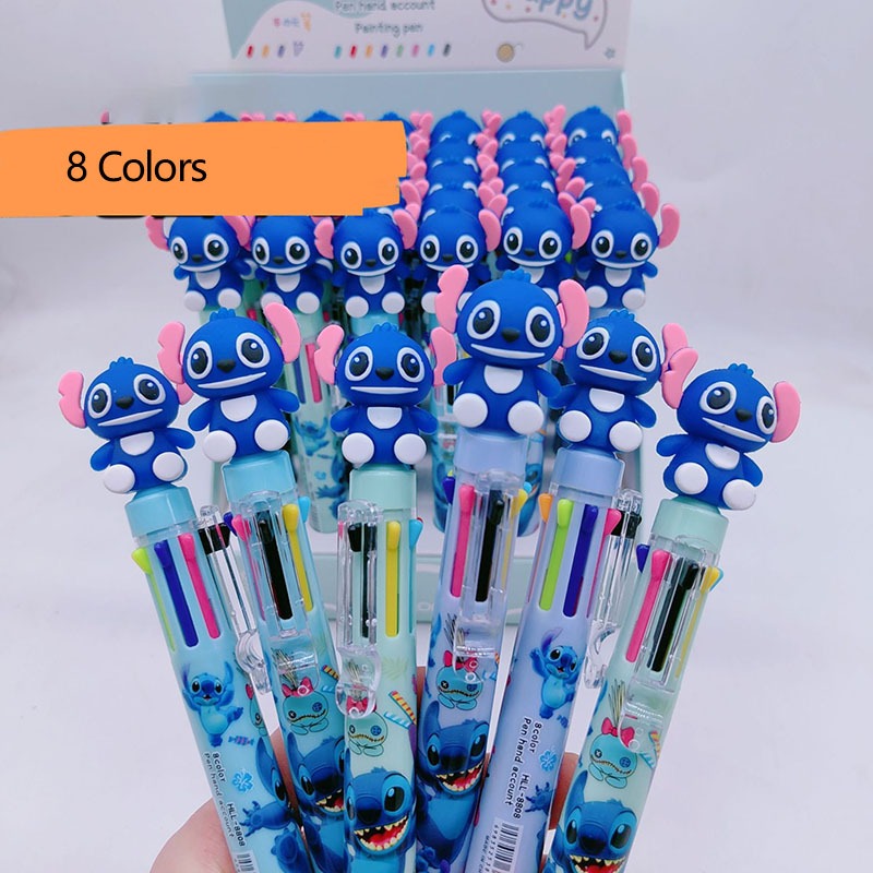 8 Colors Anime Lilo Stitch Ballpoint Pen Cartoon Colorful Ink Gel Pens ...