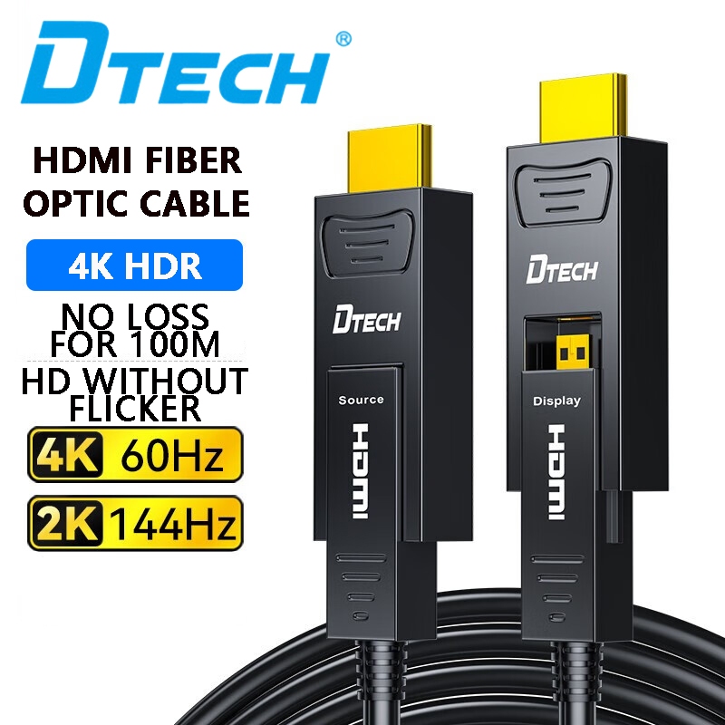 DTECH HDMI 2.0 Fiber Optic Cable 4K 60Hz Ultra HD with Dual Connector ...