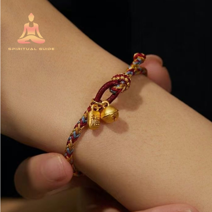 Feng Shui Golden Bell Bracelet Lucky Red Rope Handmade Tai Sui Red ...