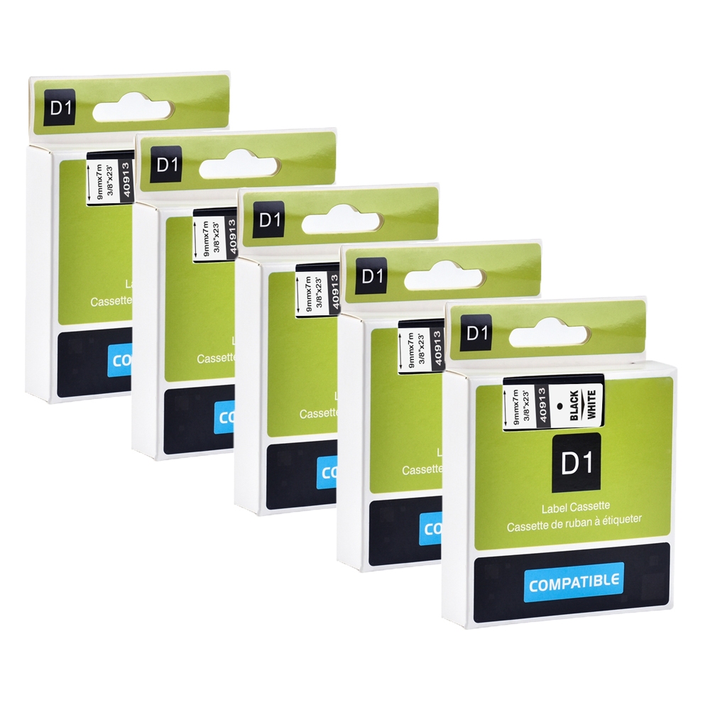 5pcs Label Ribbon Cassette Tape Compatible dymo D1 9mm tapes 40910 ...