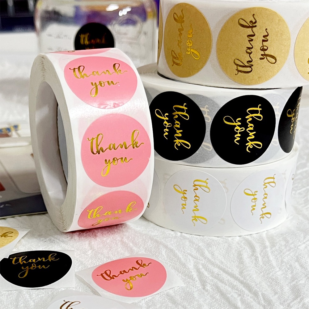 500pcs/roll gold Bronzing Thank You Stickers With My Small Business ...
