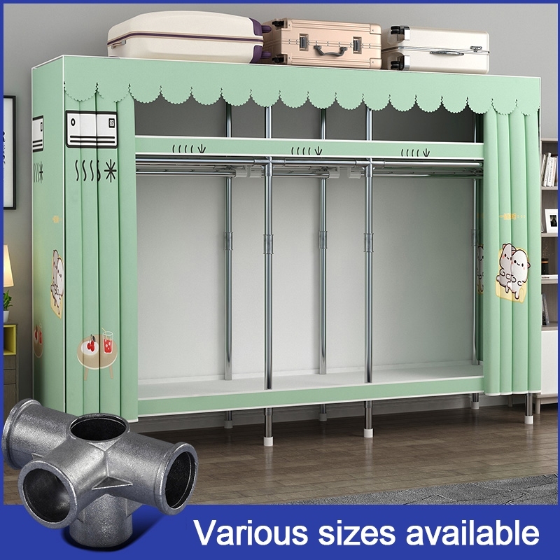 Lego simple wardrobe Furnishing bedroom steel frame thick cloth closet ...