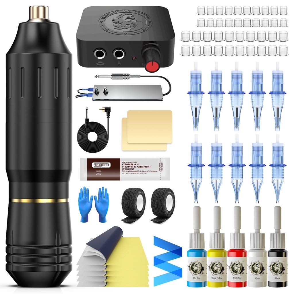 Tattoo machine set, professional or beginner practice toolkit, complete ...