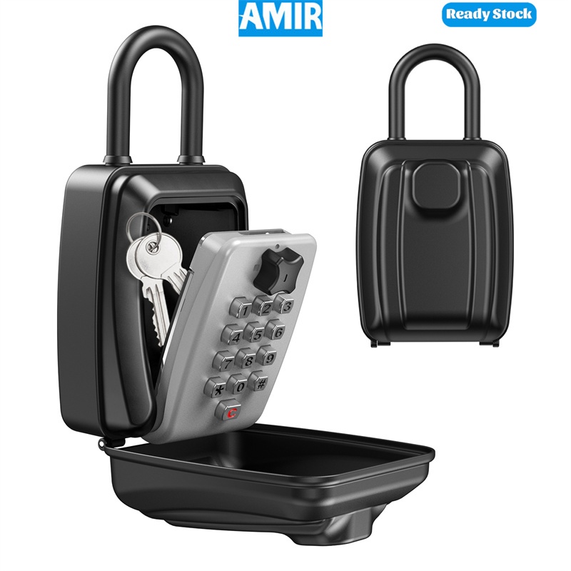 AMIR Key Lock Box With Removeable Shackle, Push Button Combination Lock ...