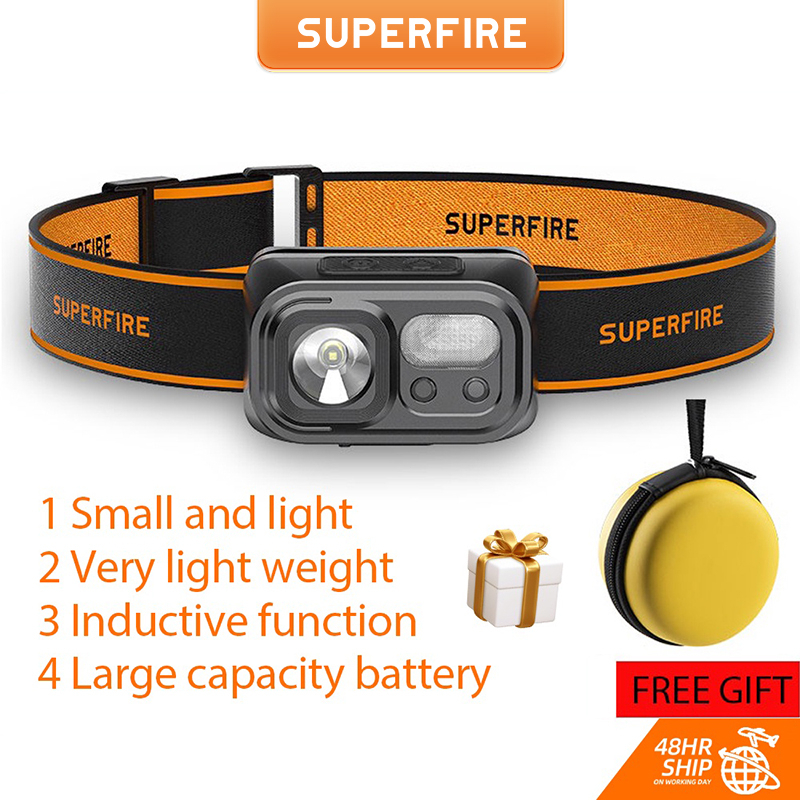 SUPERFIRE Hl23 Super Bright USB Rechargeable High Power Headlamp LED ...
