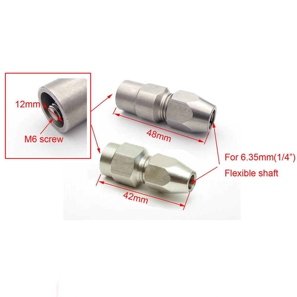 Flexible Shaft Coupling M6 to 6.35mm 1/4" CNC Flex Cable Collet Coupler ...