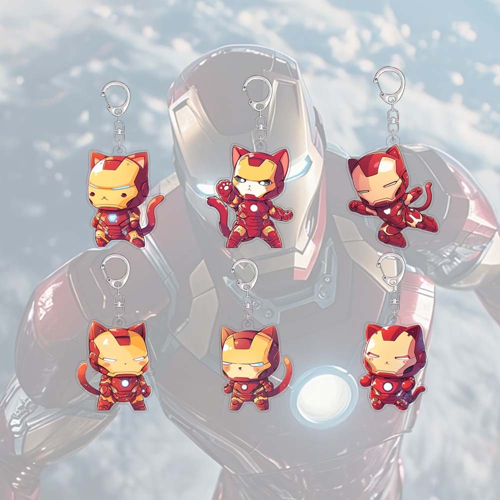 Keychain Iron Man Q version The Avengers Surrounding Acrylic Bags ...