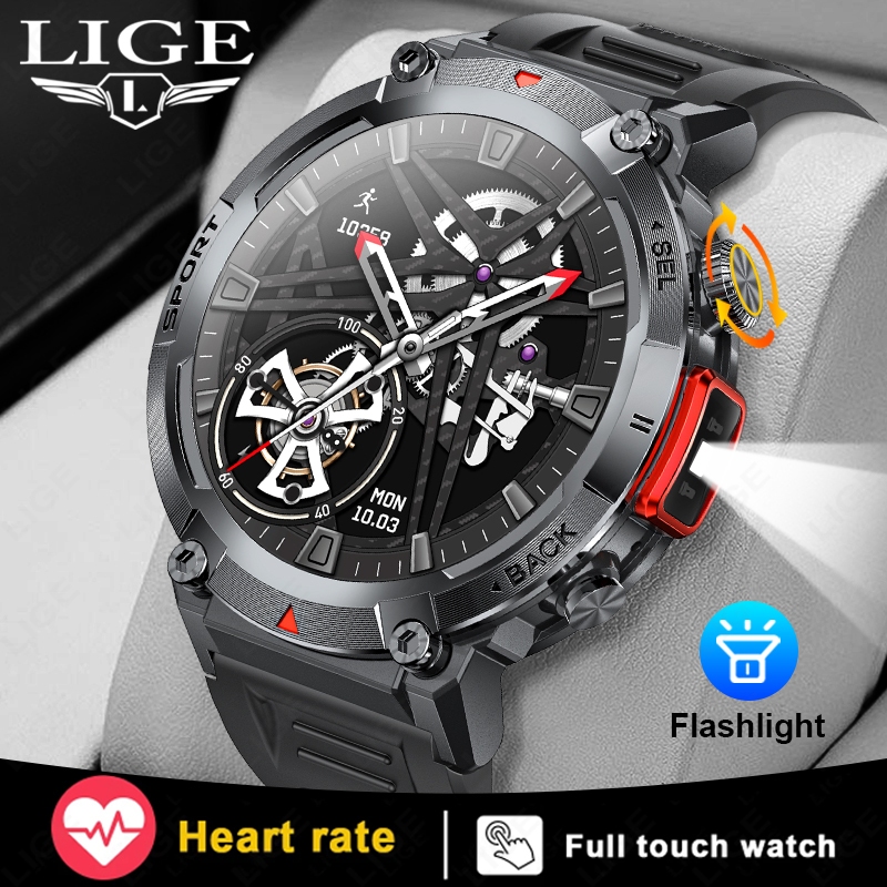 LIGE Smart Watch Men LED Lighting Bluetooth Call Bracelet Waterproof ...