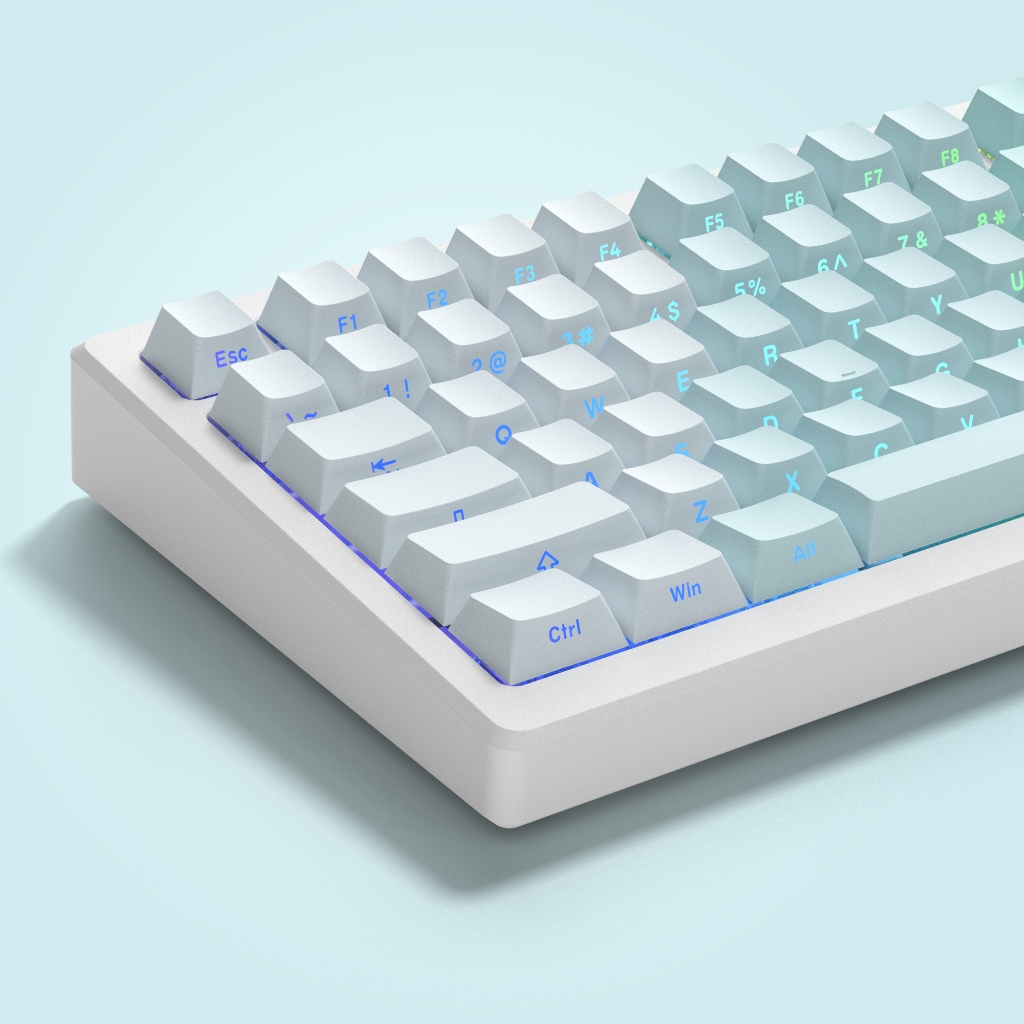 121 Keys Gradient Blue Keycaps Side Printed Shine Through Key Cap, PBT ...