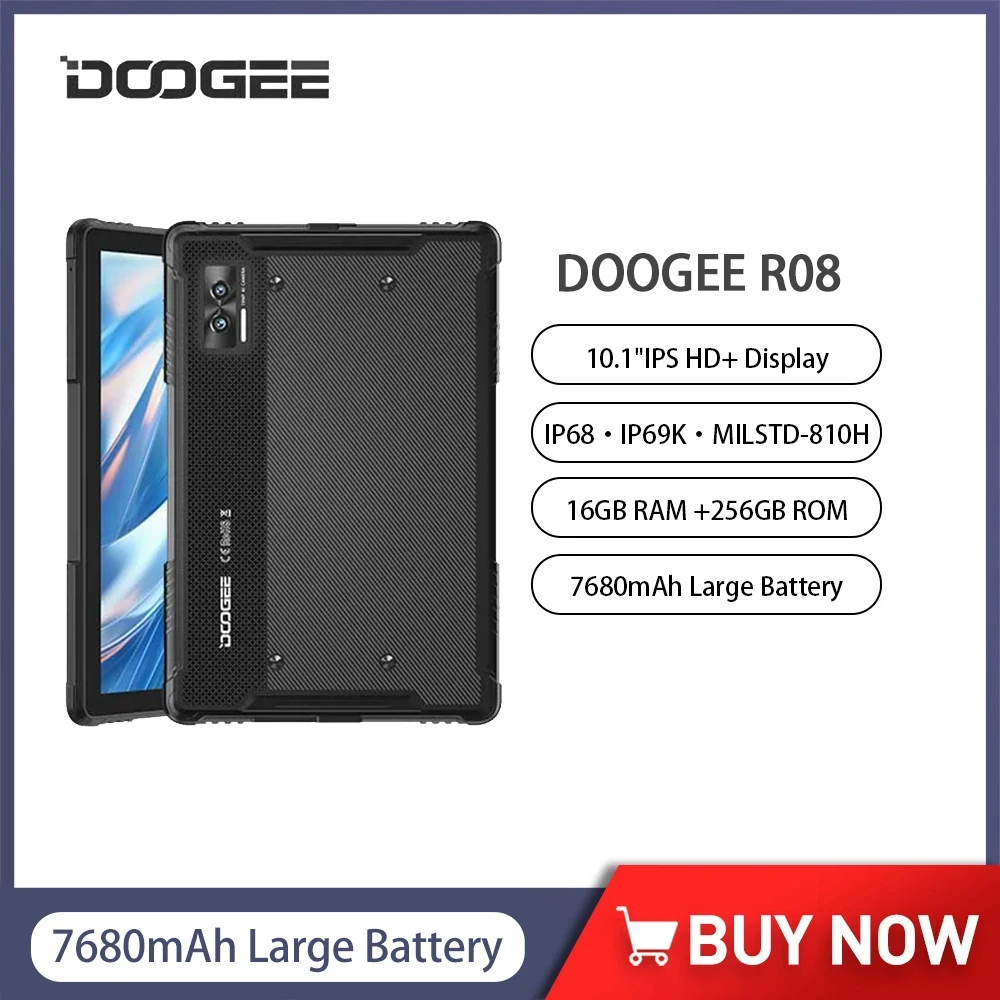 【In Stock】DOOGEE R08 Rugged Tablet 10.1Inch HD+ Display Octa Core Pad ...