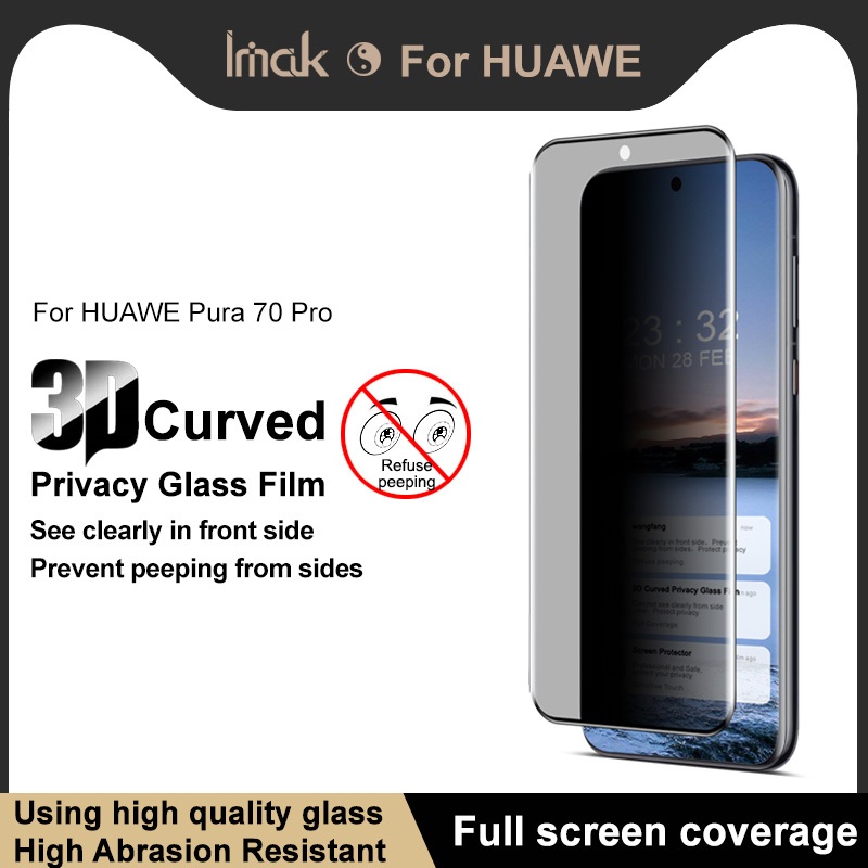 IMAK Huawei Pura 70 Pro Peep-proof Protector Pura70 Ultra Pro Plus Pro+ 3D Curved Full Coverage ...