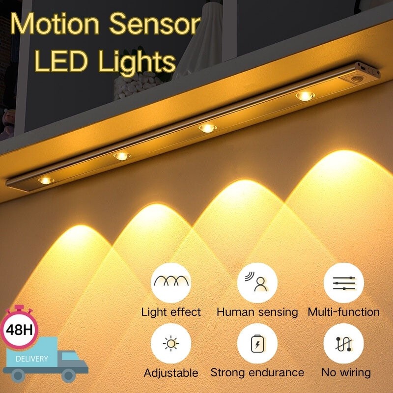 Motion Sensor Led Light for Bedroom 3 Colors Magnetic USB rechargeable ...