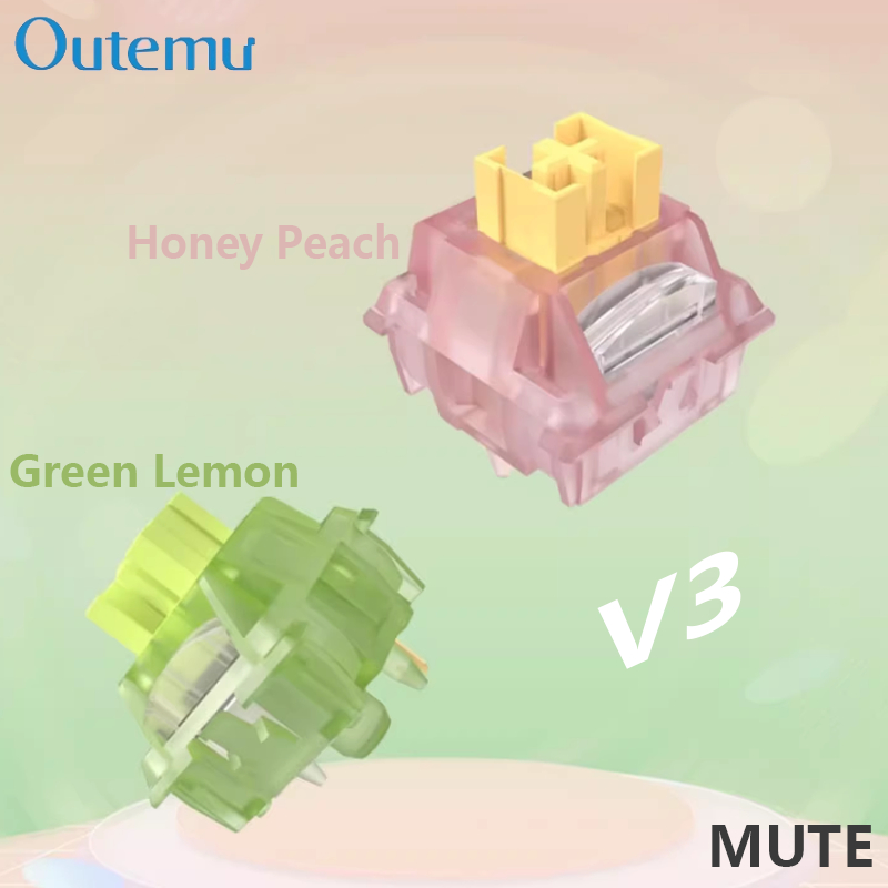 -LW- OUTEMU Switch Mute Switch Honey Peach V3 Linear & Green Lemon V3 Tactile Customization ...