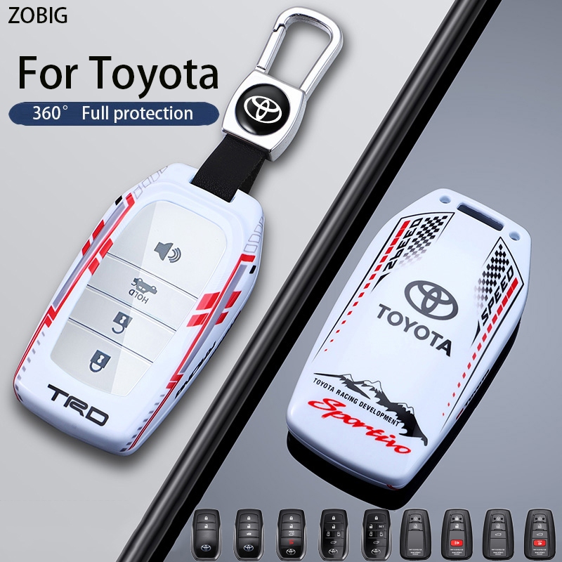 ZOBIG PC+TPU Key Fob Cover for Toyota Car Key Case Shell with Keychain ...