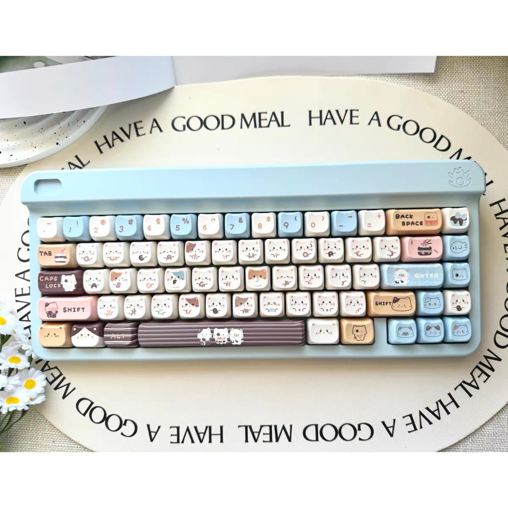 140 Keys Sea Salt Meow Keycap MAO Height PBT Material Thermal ...