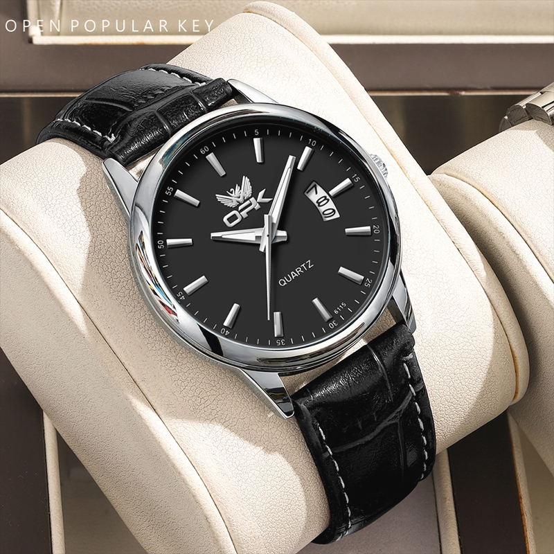 OPK Watch For Men Waterproof Original Calendar Luminous Quartz Leather ...