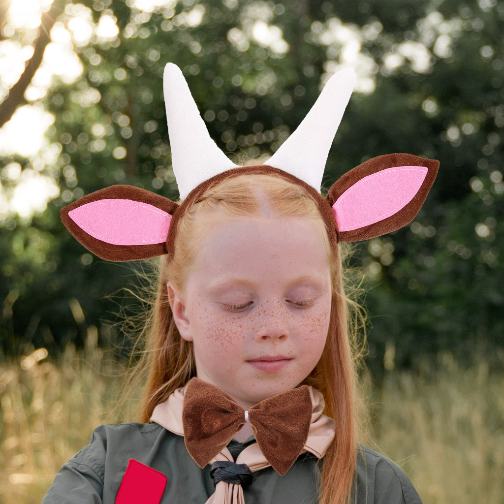 1 Set Goat Horns Headband Cosplay Tail Prop Animal Bowtie Kit Costume ...