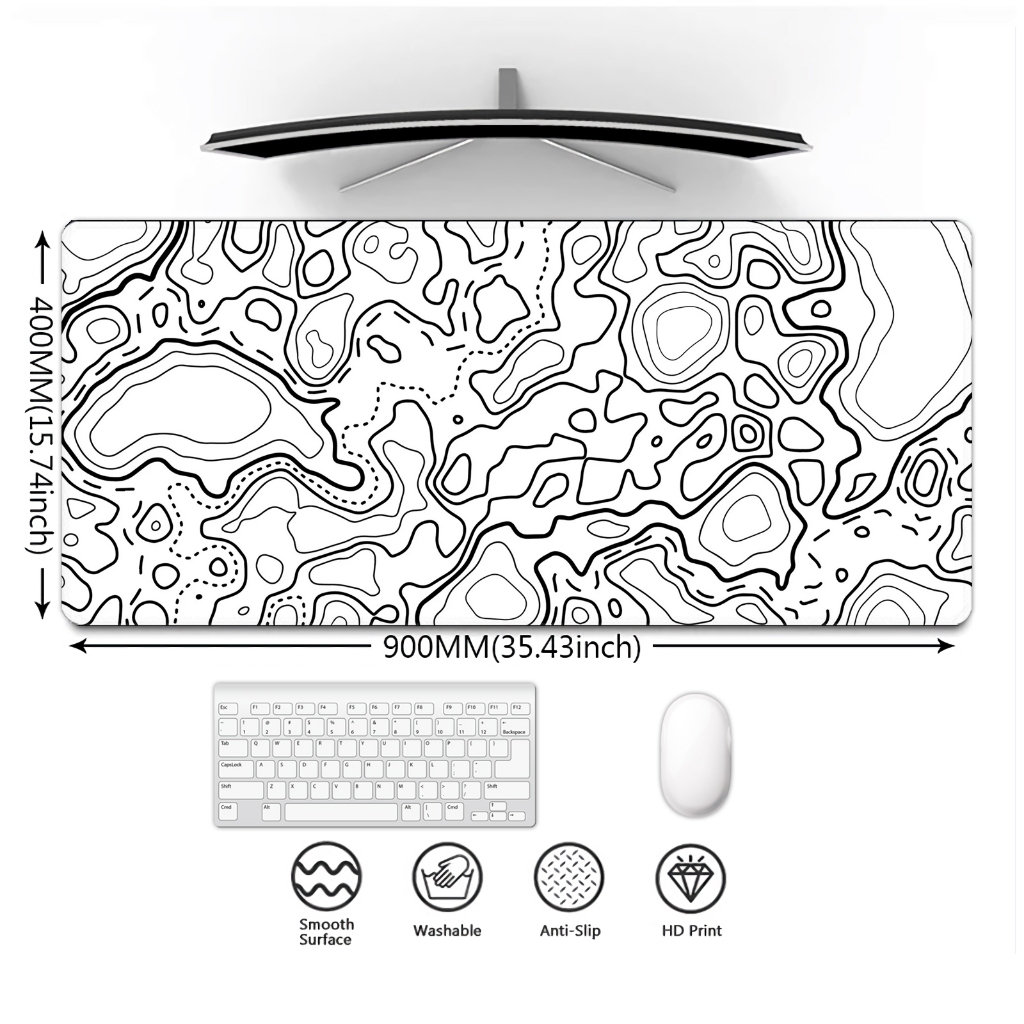XXL Topographic Minimalism Graphics Gaming Mouse pad Extended Mousepad ...