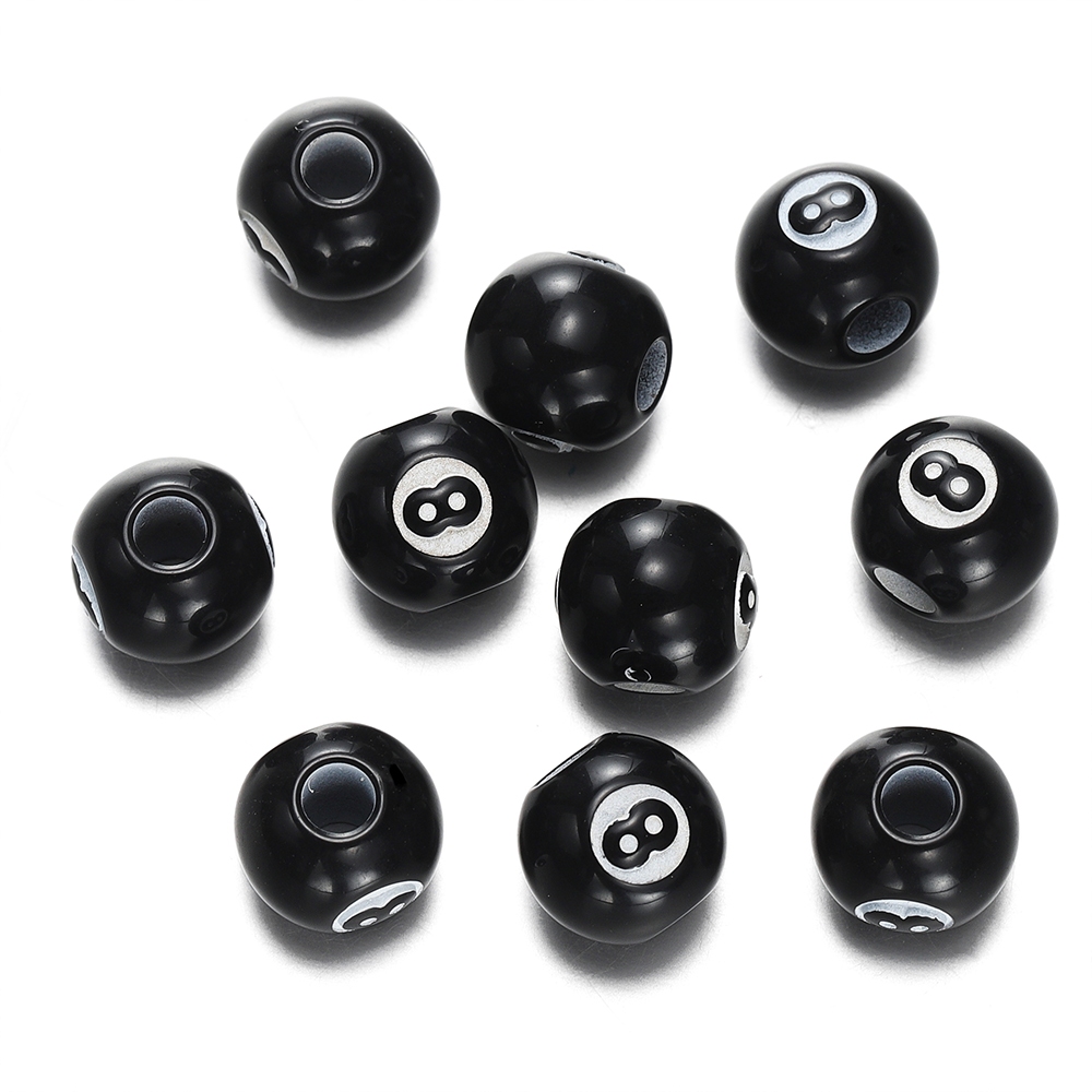 St.kunkka 20-50Pcs 12mm Acrylic Black 8 Billiard Color 8 Billiard Beads ...