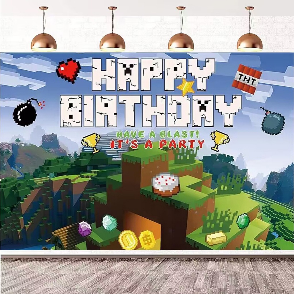 5x3ft Minecraft Pixel Theme Photography Backgroud My World Minecraft ...