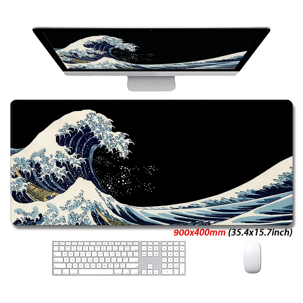 Japanese Great Wave Mouse pad Extended Gaming Mousepad Waterproof Non ...