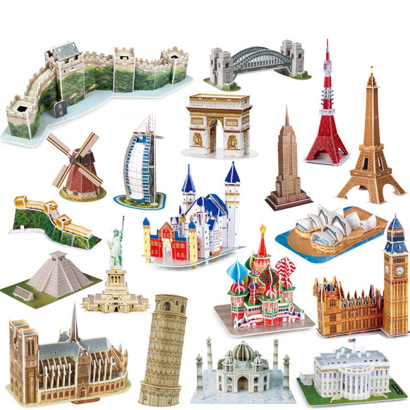 Creative mini 3D building model jigsaw puzzle toys for children ...