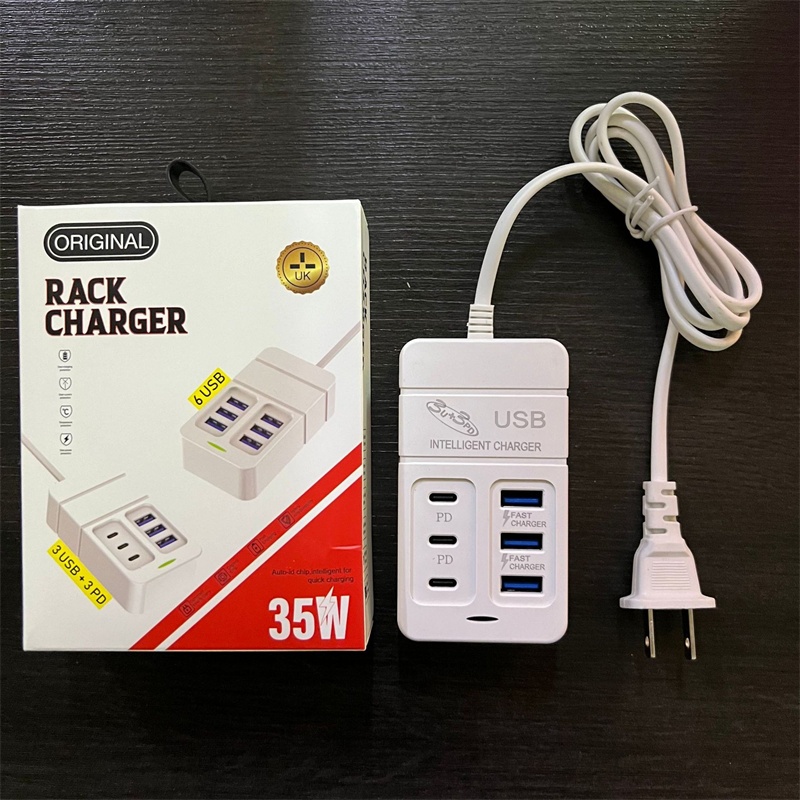 Multi USB Charger Hub Fast Charging with Power Cord Wall Charger for ...