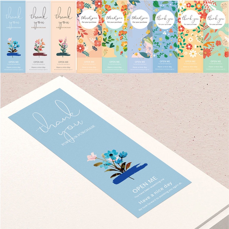 90 Pcs/Pack Floral Design Thank You For Your Purchase Stickers Gift ...