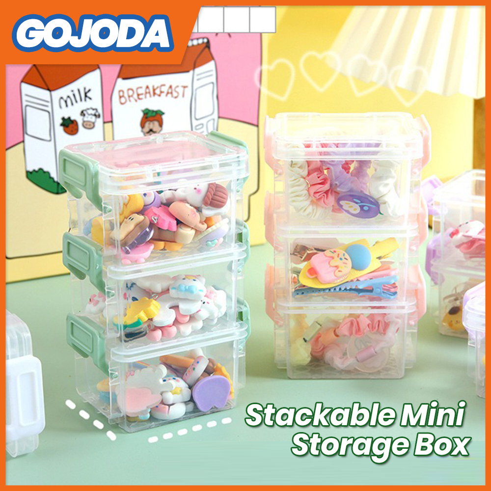Clear Mini Hair Clips DIY Kit Organizer Stackable Lock Storage Box ...