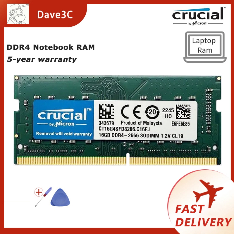 Crucial ddr4 Notebook RAM 4gb 8gb 16gb 3200mhz 2666mhz 2400mhz 2133mhz Laptop Memory | Shopee ...