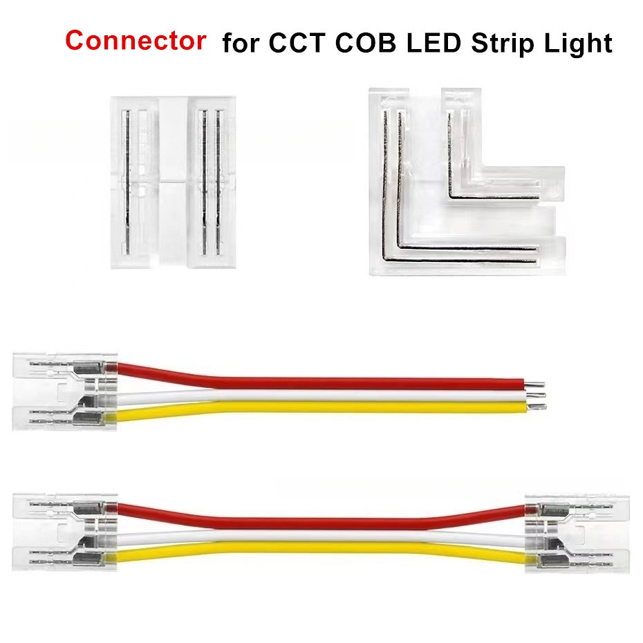 8mm 10mm 3pin CCT COB LED Strip Connector Tape Lights L Shape LED ...