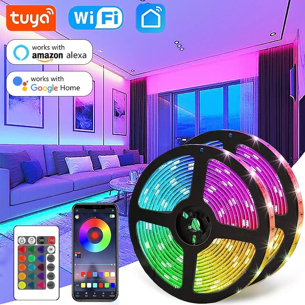 WiFi LED Strip Light Tuya Smart Life Flexible Light Decoration Lamp USB ...