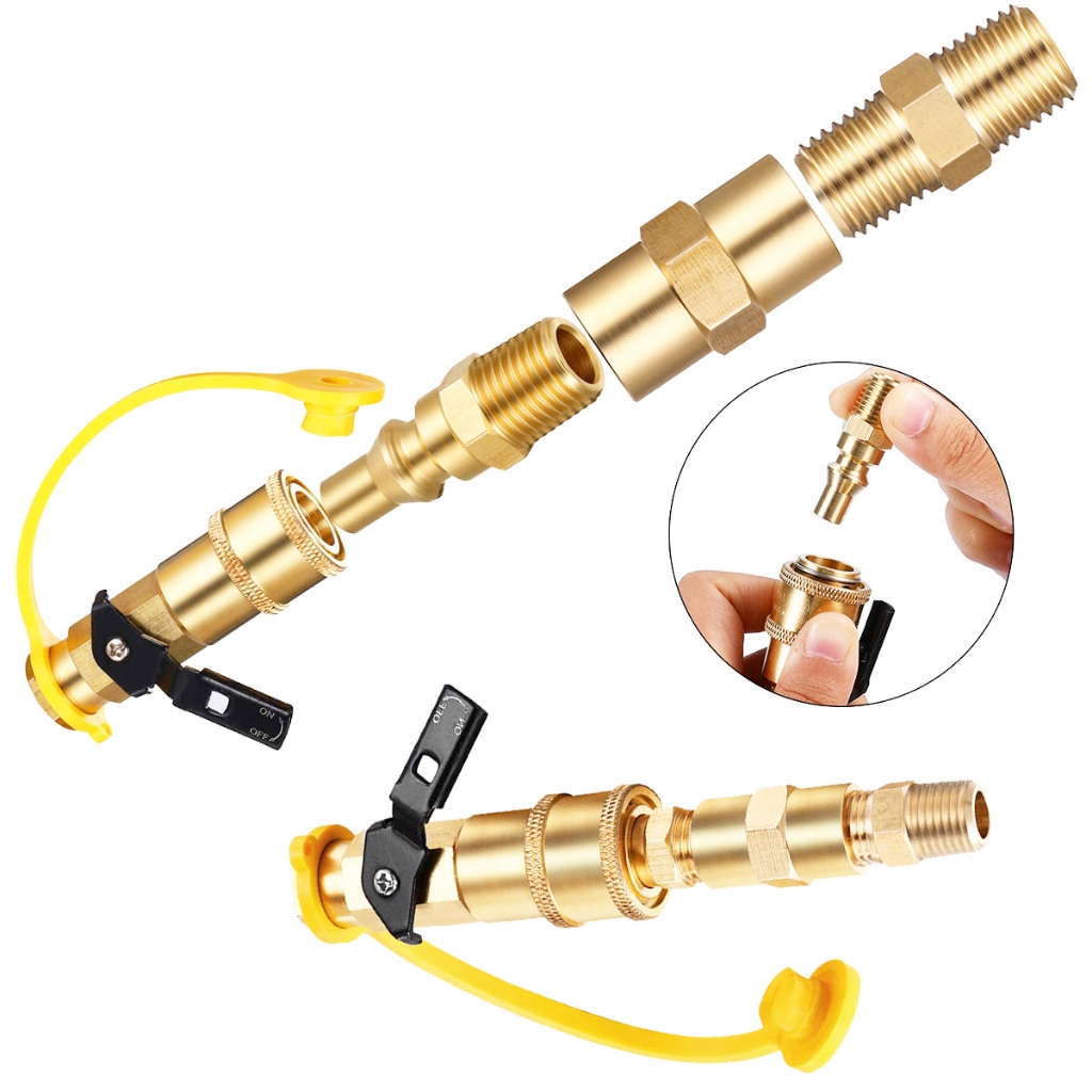 2024 RV BBQ Propane Quick Connect Fittings Adapter Kit Brass Shutoff ...