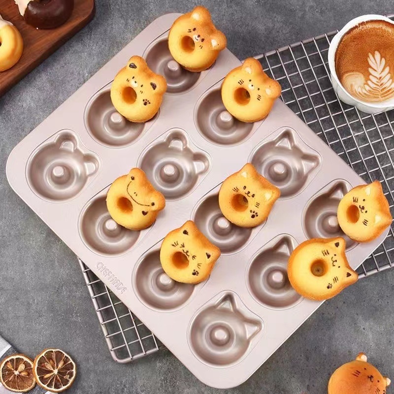 Learn Kitchen Cake Mold 12 Non-Stick Panda Donut Mold Cartoon ...