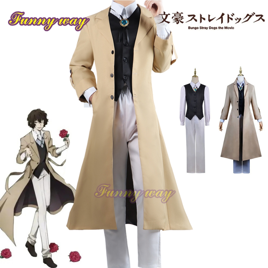 Anime Costume Bungo Stray Dogs Dazai Osamu Cosplay Set Brown Jacket ...