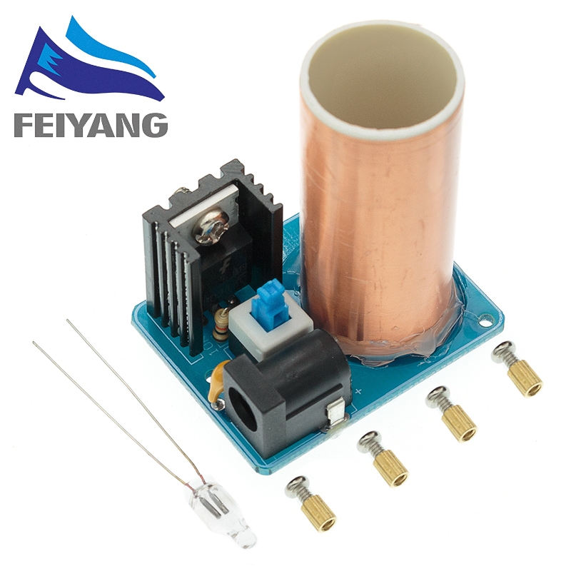 BD243 Mini Tesla Coil Kit Magic Props DIY Parts Empty Lights Technology ...