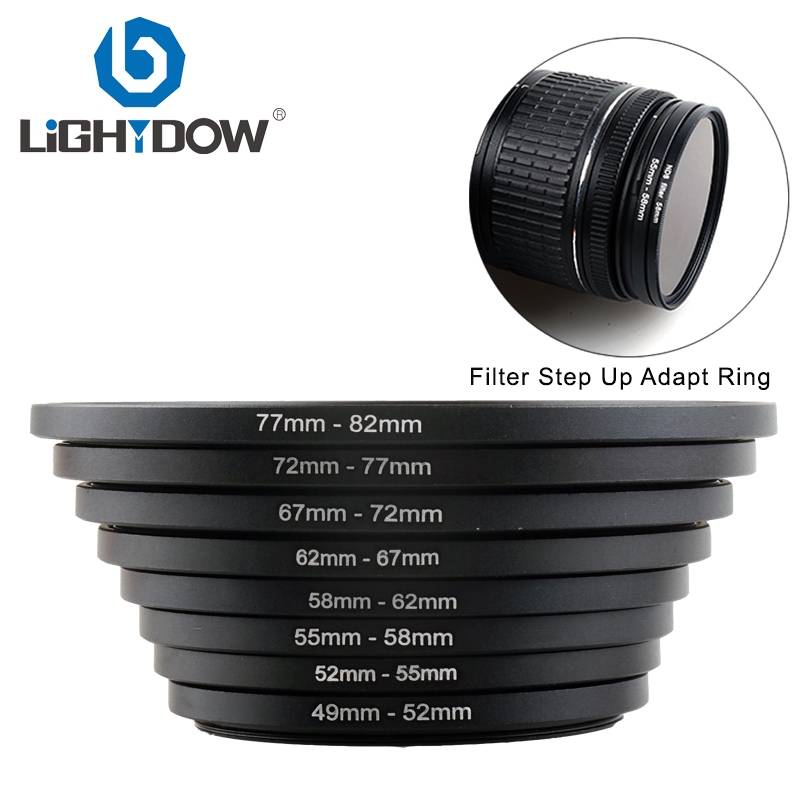 Lightdow Metal Stepping Rings 49/52/55/58/62/67/72/77/82mm Step Up ...