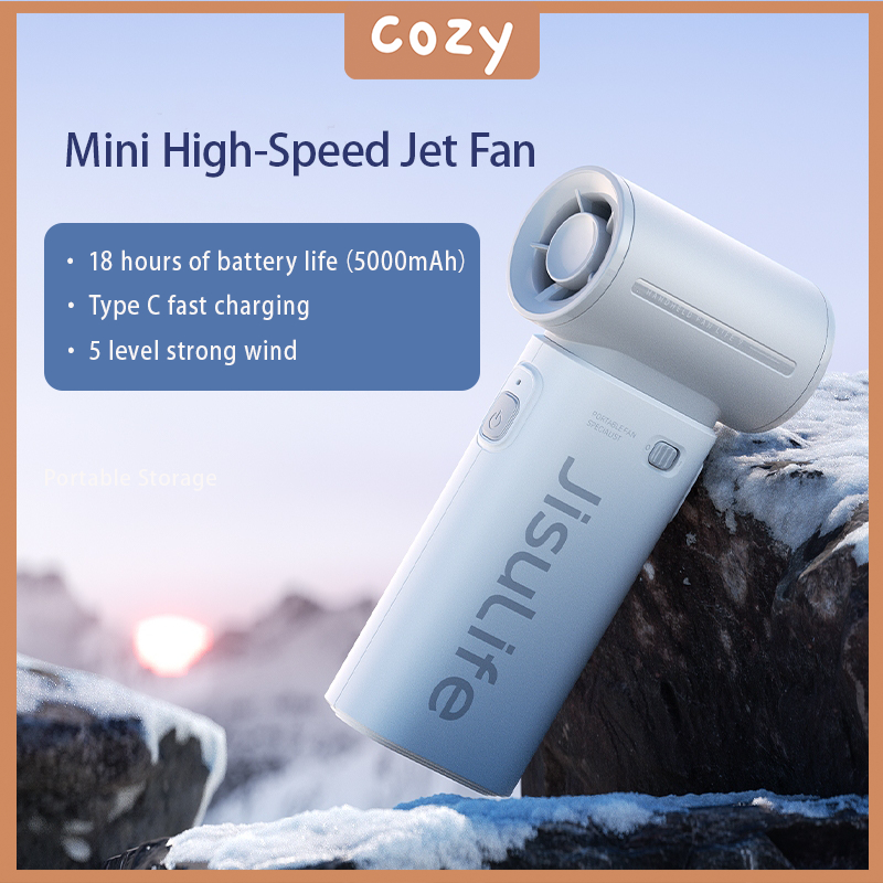 JISULIFE Mini Portable Jet Fan Rechargeable 5000mAh Battery USB Fans ...