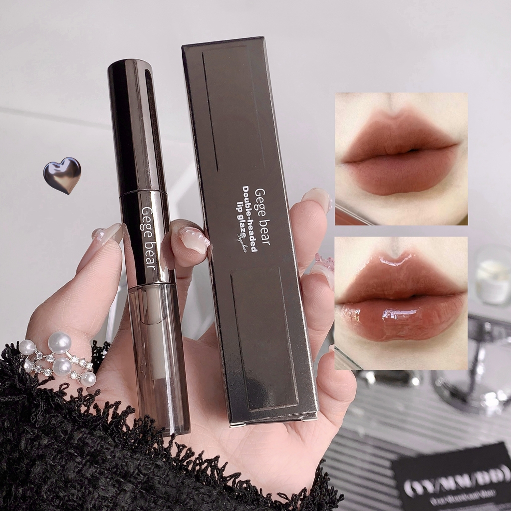 GEGE BEAR double head 2 In 1 lip tint liquid lipstick matte glossy lip gloss velvet tint long ...
