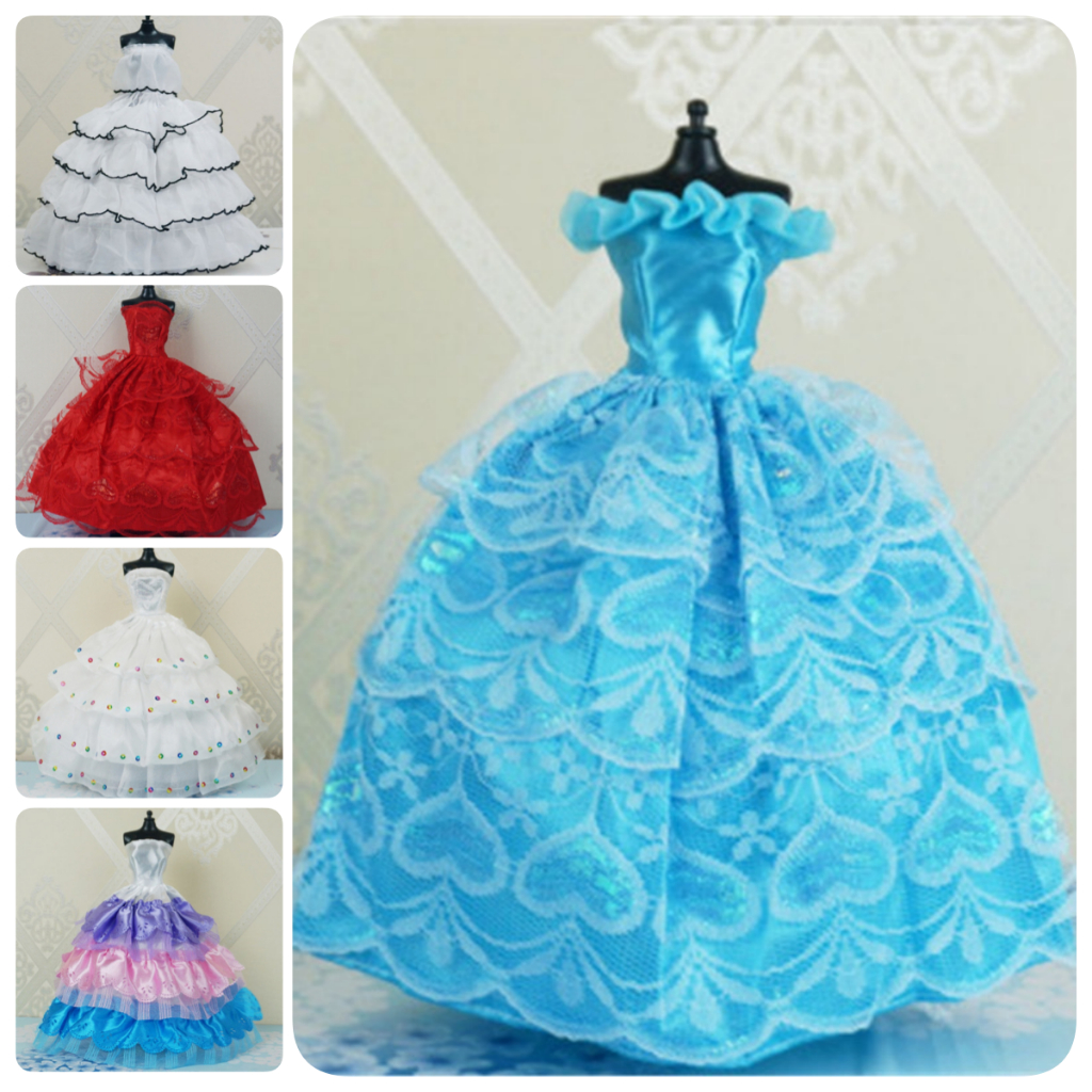 Handmade Doll Girl Dressing Wedding Evening Dress Big Tail Princess ...