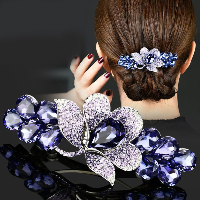 Hair clip headwear Korean Hair Trim Rhinestone Top Clip Elegant Hair ...