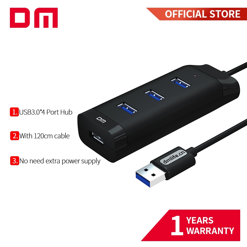 DM CHB007 USB 3.0 4-Port Hub: 5Gbps Ultra-Compact with 1TB HDD Support ...