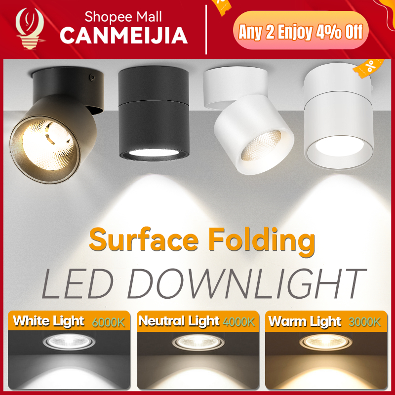 CANMEIJIA LED Downlight Foldable Spotlight Pin Light 7/10/15W 3 Colors ...