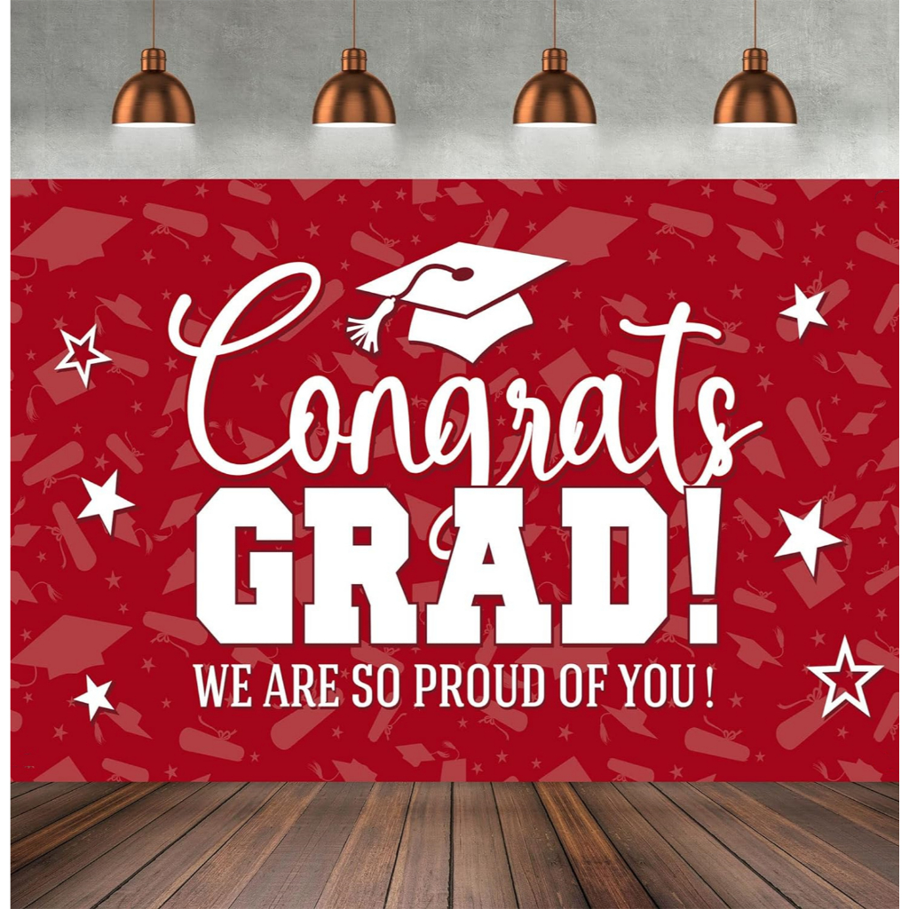 Red White Graduation Photography Backdrop 5x3ft Class of 2024 ...