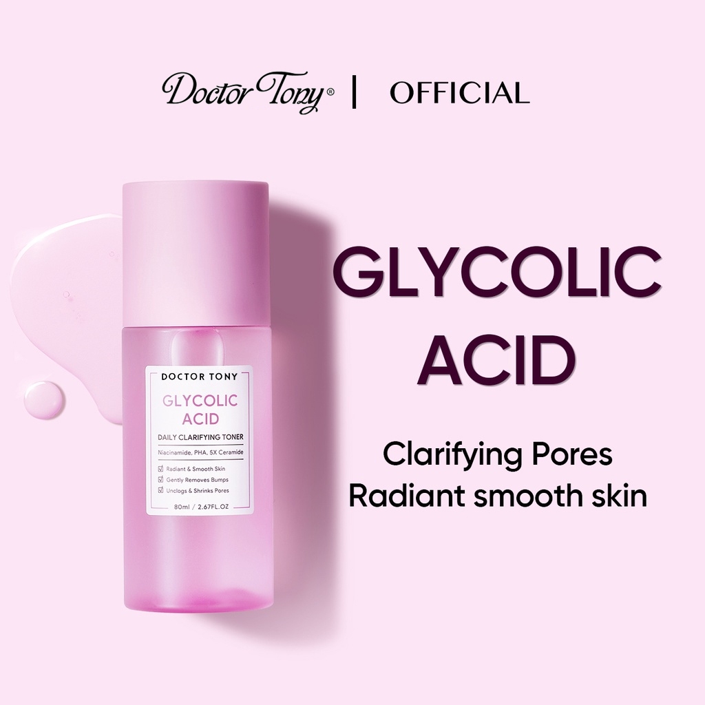 DOCTOR TONY Glycolic Acid Daily Clarifying Toner 80ml Daily Exfoliating ...